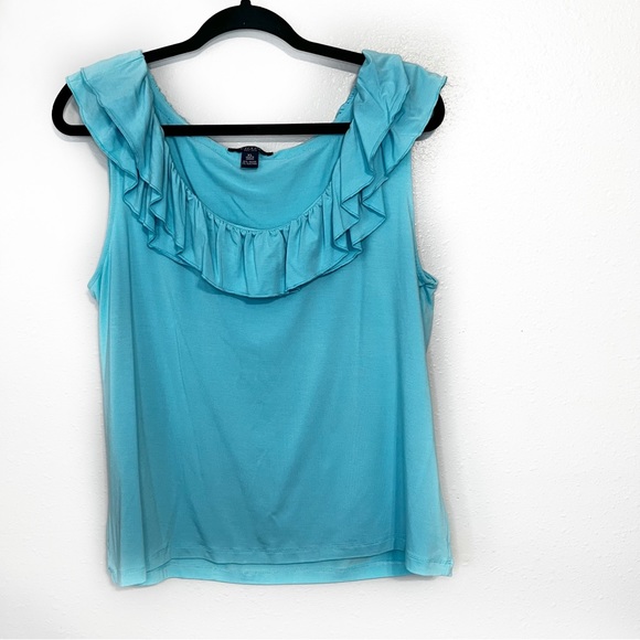 Chaps | Tops | Chaps Turquoise Ruffle Top | Poshmark
